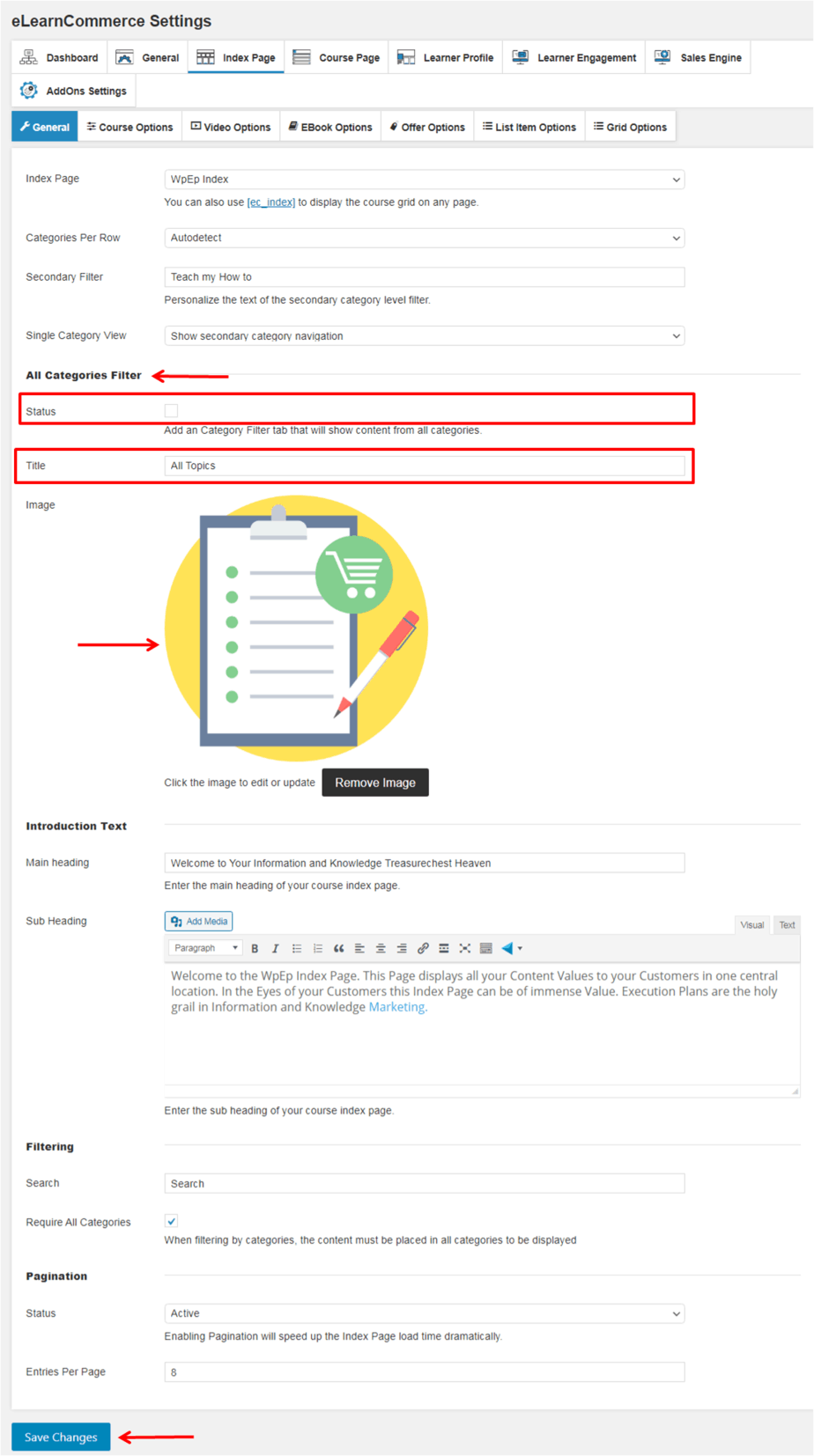 All Categories Filter – eLearnCommerce Pro