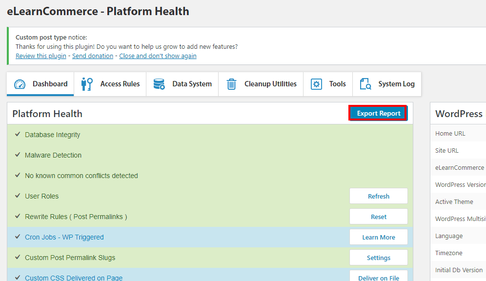 Statistics – System Report – eLearnCommerce Pro
