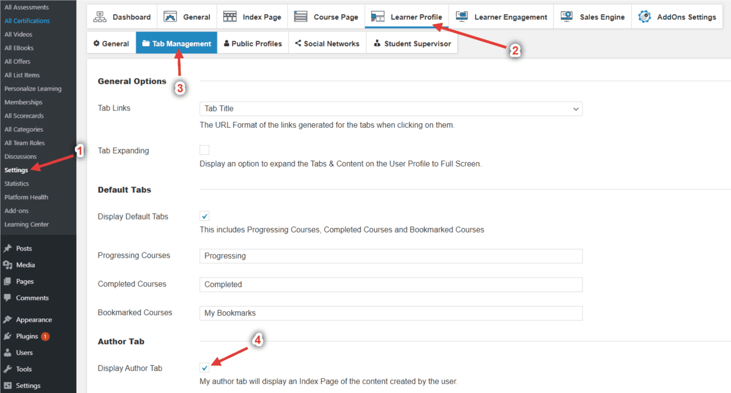 How to Add a Content Created Tab to the Learner Profile – eLearnCommerce Pro